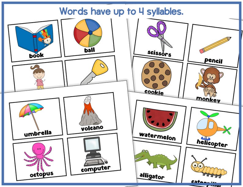 Counting Syllables Activity and Worksheets for Grades K-1/literacy ...