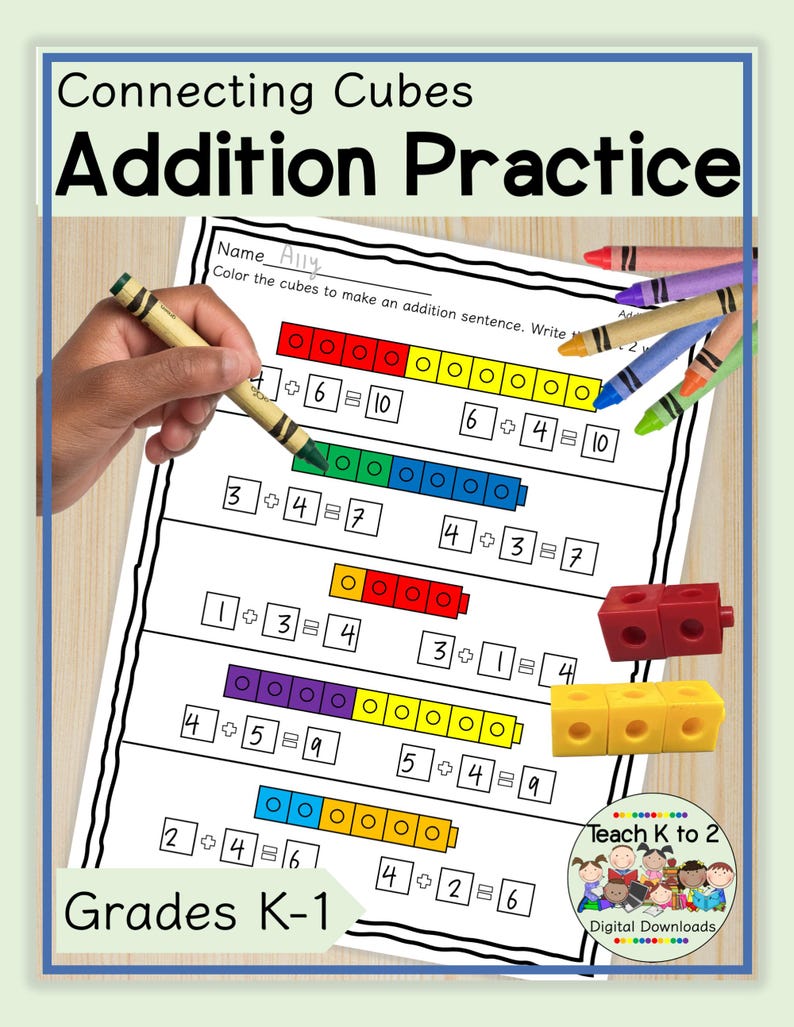 Addition With Snap Cubes | Kindergarten First Grade Math Centers ...