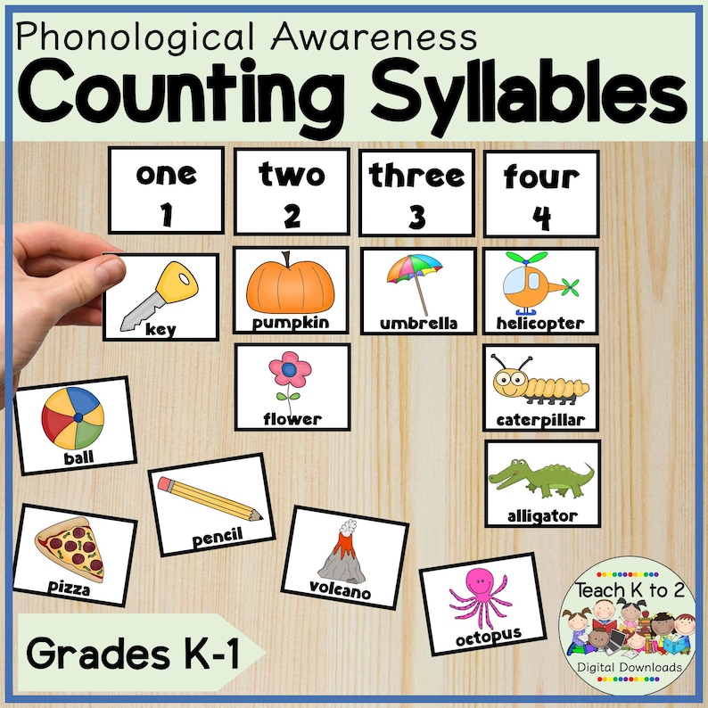 Counting Syllables Activity and Worksheets for Grades K-1/literacy ...