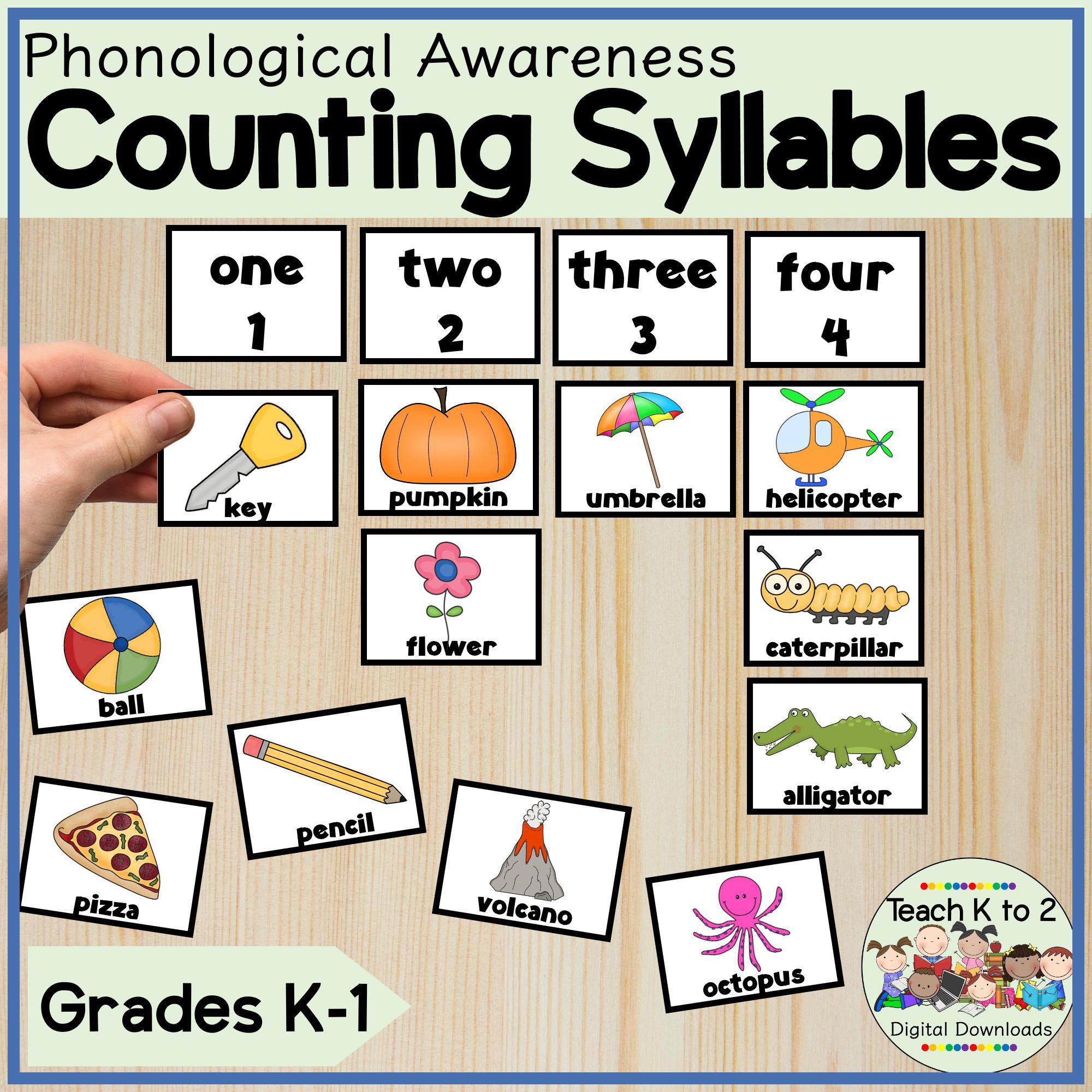 Counting Syllables Activity and Worksheets for Grades K-1/literacy ...