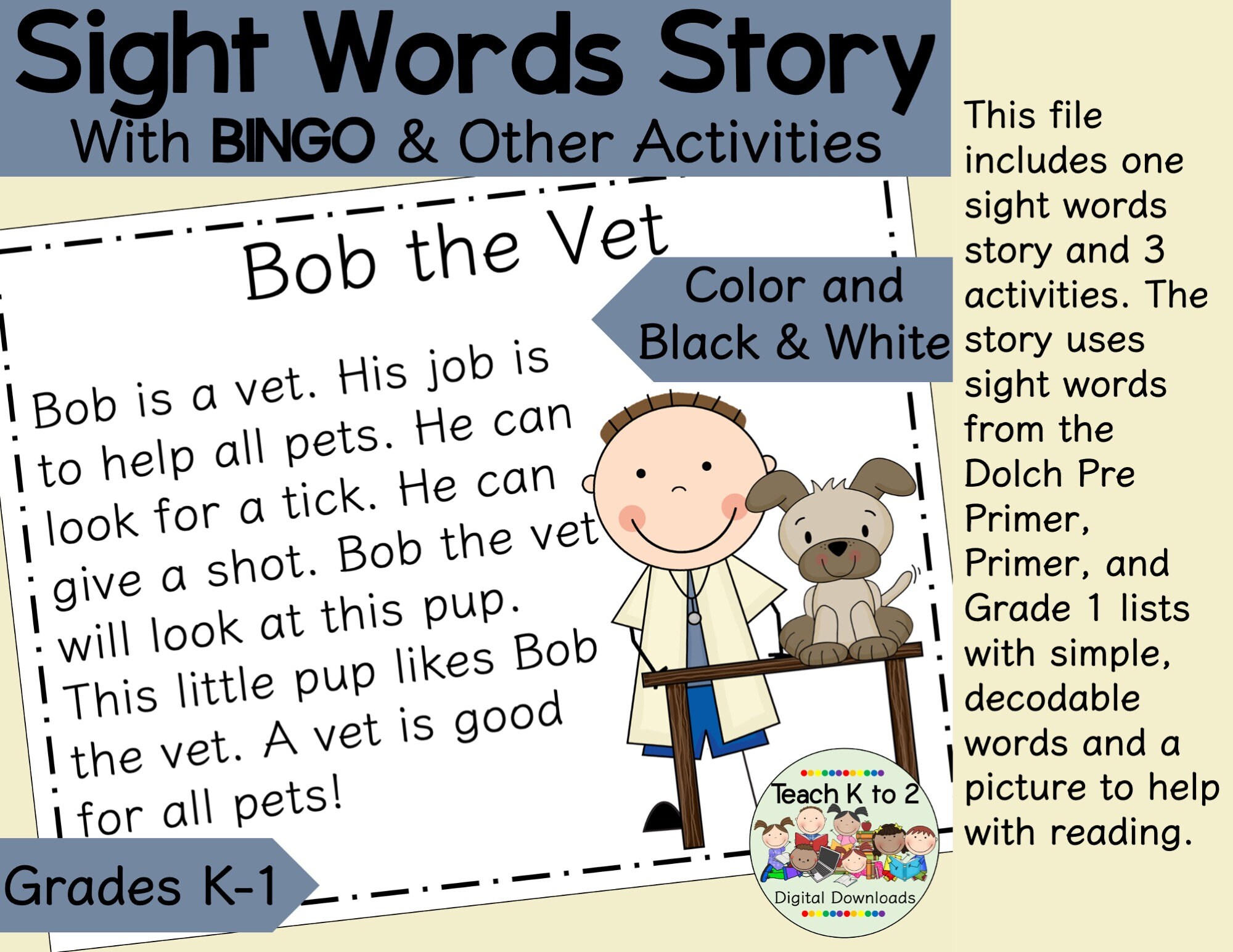 Sight Words Story/decodable Reader/easy Reading for Kindergarten and ...