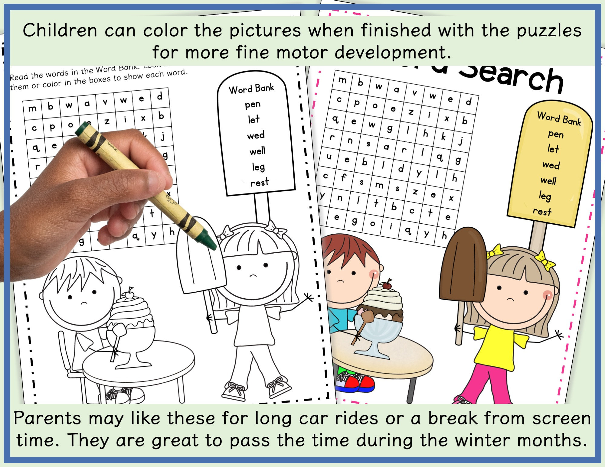 Short E Word Search Puzzles for Grade 1 Literacy Centers/first Grade ...
