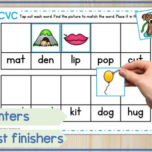 CVC Decoding and Picture Matching Word Mats for Grades K-1 Literacy ...