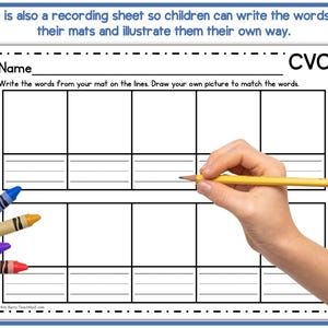 CVC Decoding and Picture Matching Word Mats for Grades K-1 Literacy ...