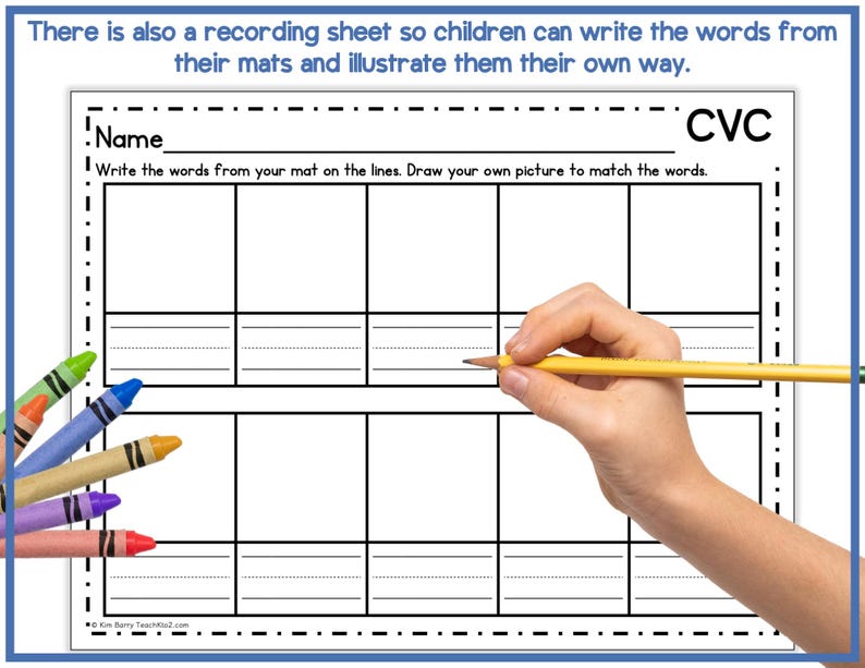 CVC Decoding and Picture Matching Word Mats for Grades K-1 Literacy ...