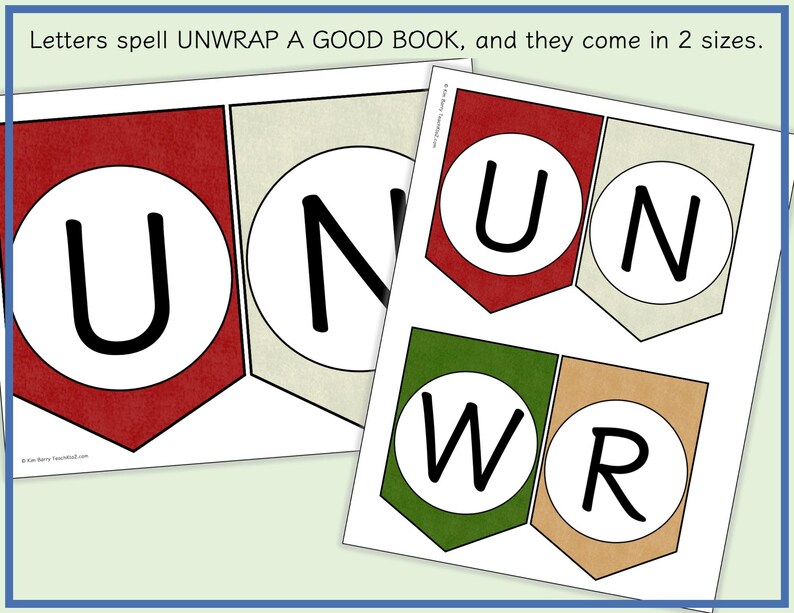 Christmas Animals Bulletin Board Set/unwrap a Good Bookholiday Decor ...