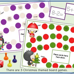 Differentiated Addition and Subtraction Christmas Board Games for First ...
