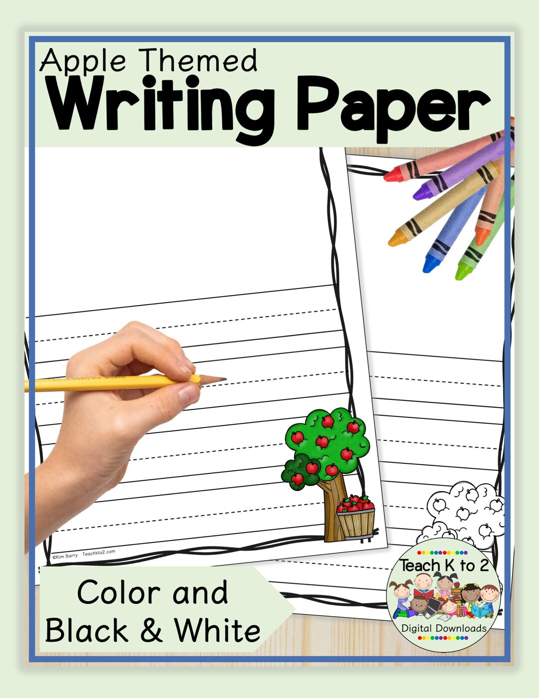 Apple Themed Primary Lined Writing Paper Differentiated for ...