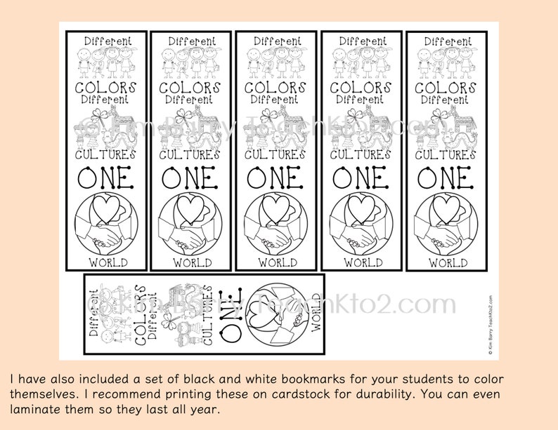 Diversity Bookmarks and Coloring Page/digital - Etsy