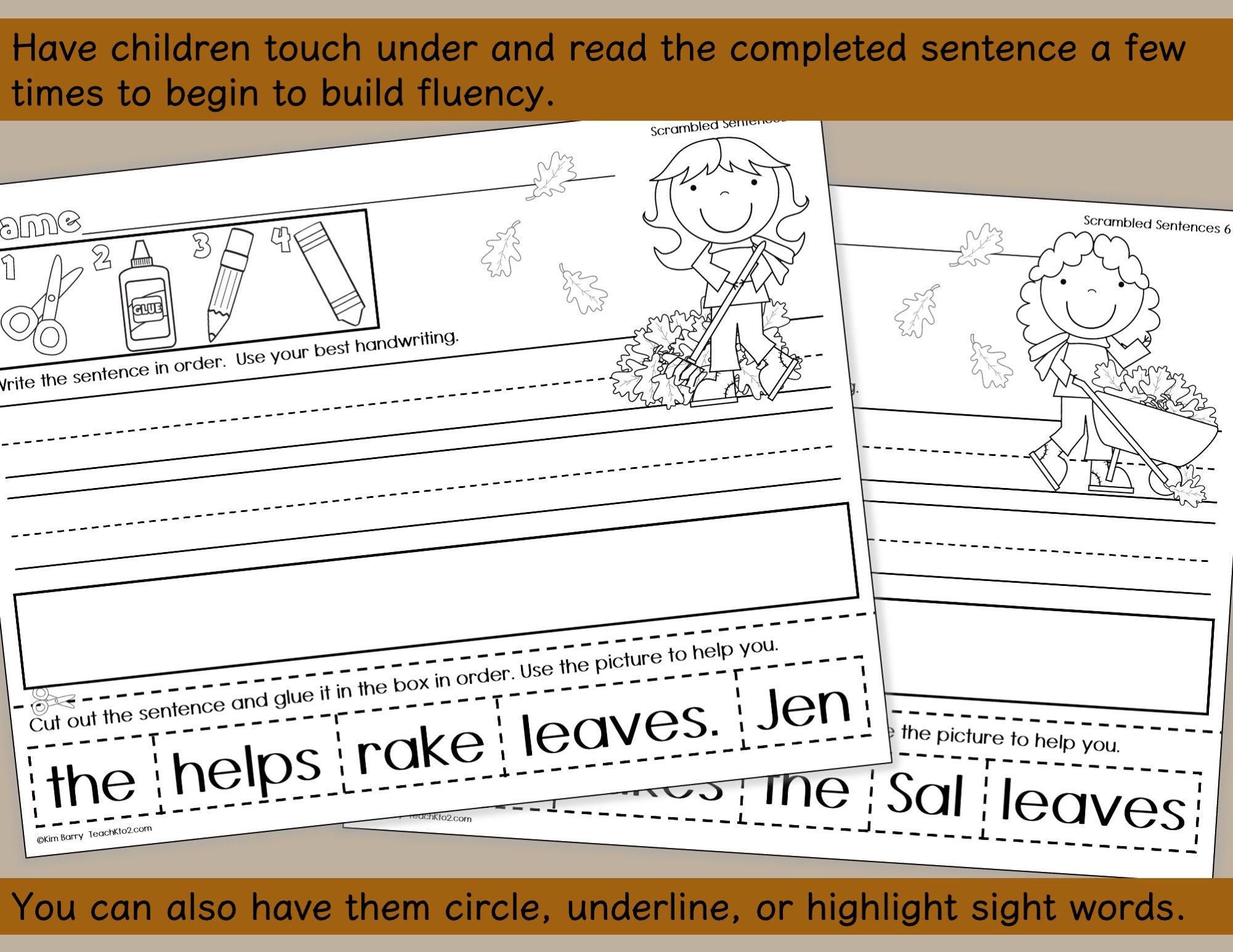 Sentence Building/fluency/writing/literacy Centers/cut and Paste ...