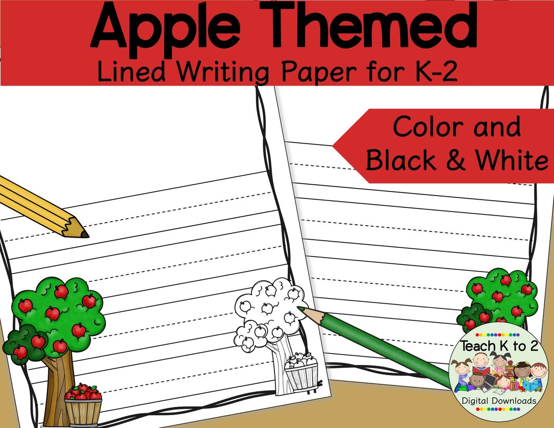 Apple Themed Primary Lined Writing Paper for Grades K-2 Fall - Etsy