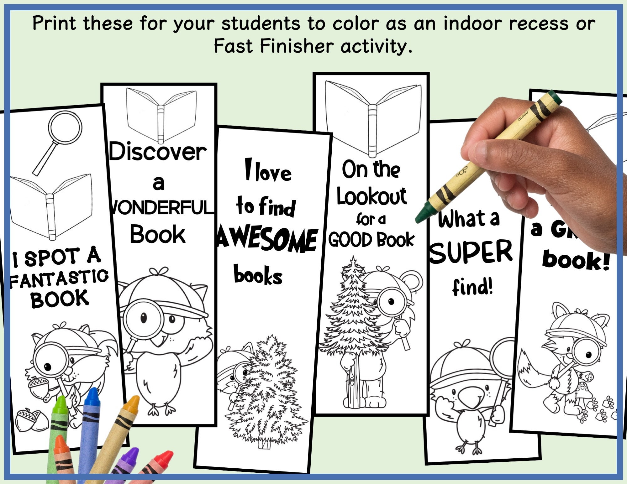 Animal Detectives Bookmarks for Kindergarten, First, or Second Grade ...