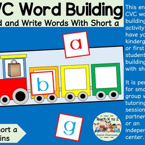 CVC Word Building/cvc Words to Build and Write/digital Download ...