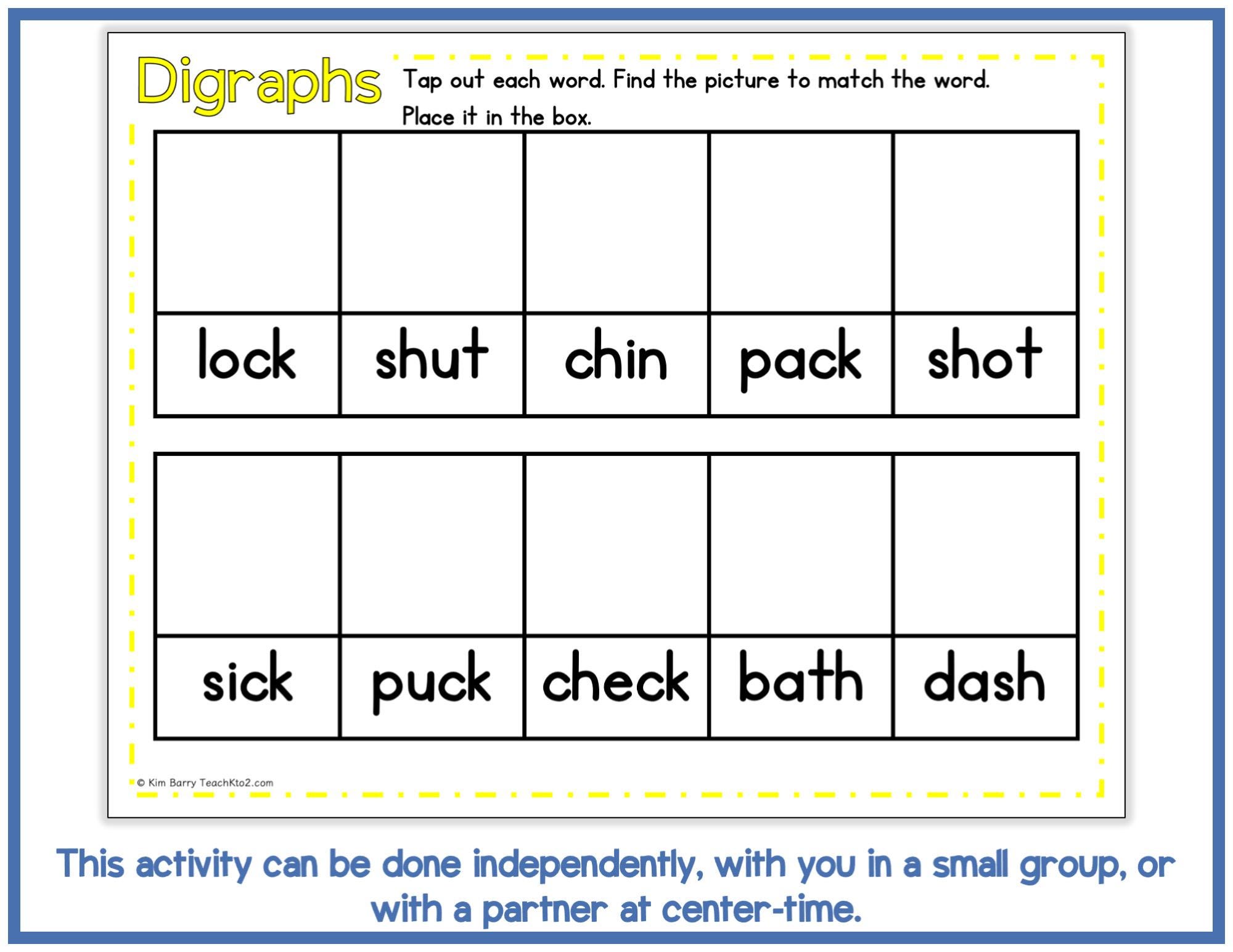 Digraphs Decoding and Picture Matching Word Mats for Grades K-1 ...
