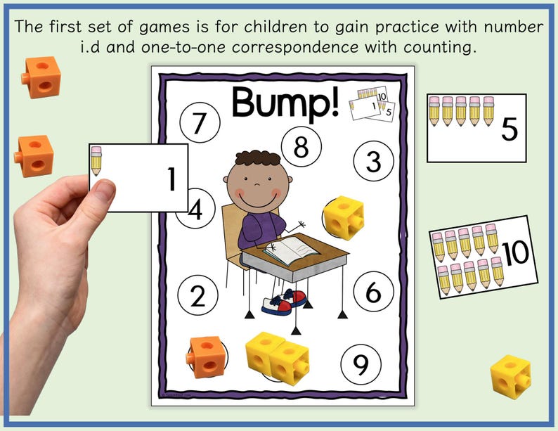 BUMP Math Games for Number ID and Addition to 12 or 18 Differentiated ...