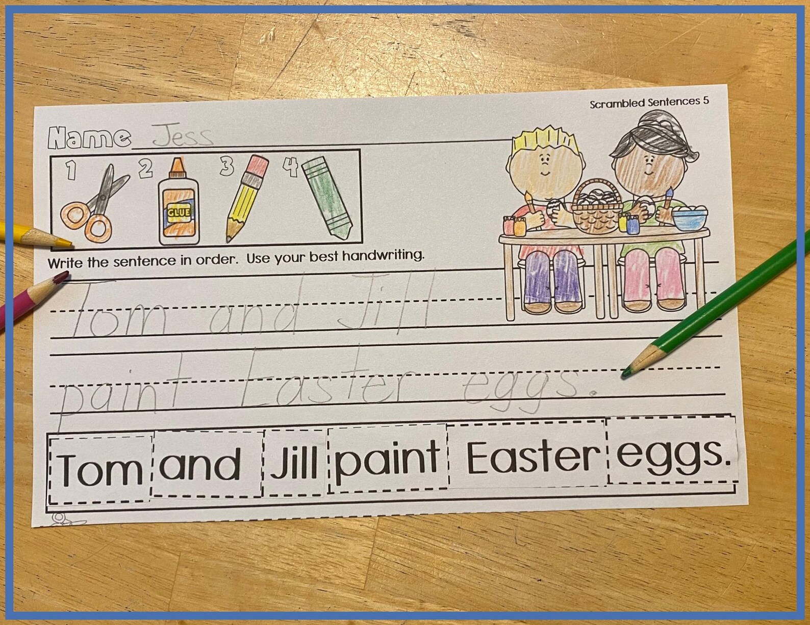 Easter Scrambled Sentences Cut and Paste | Homeschool Writing Fluency ...