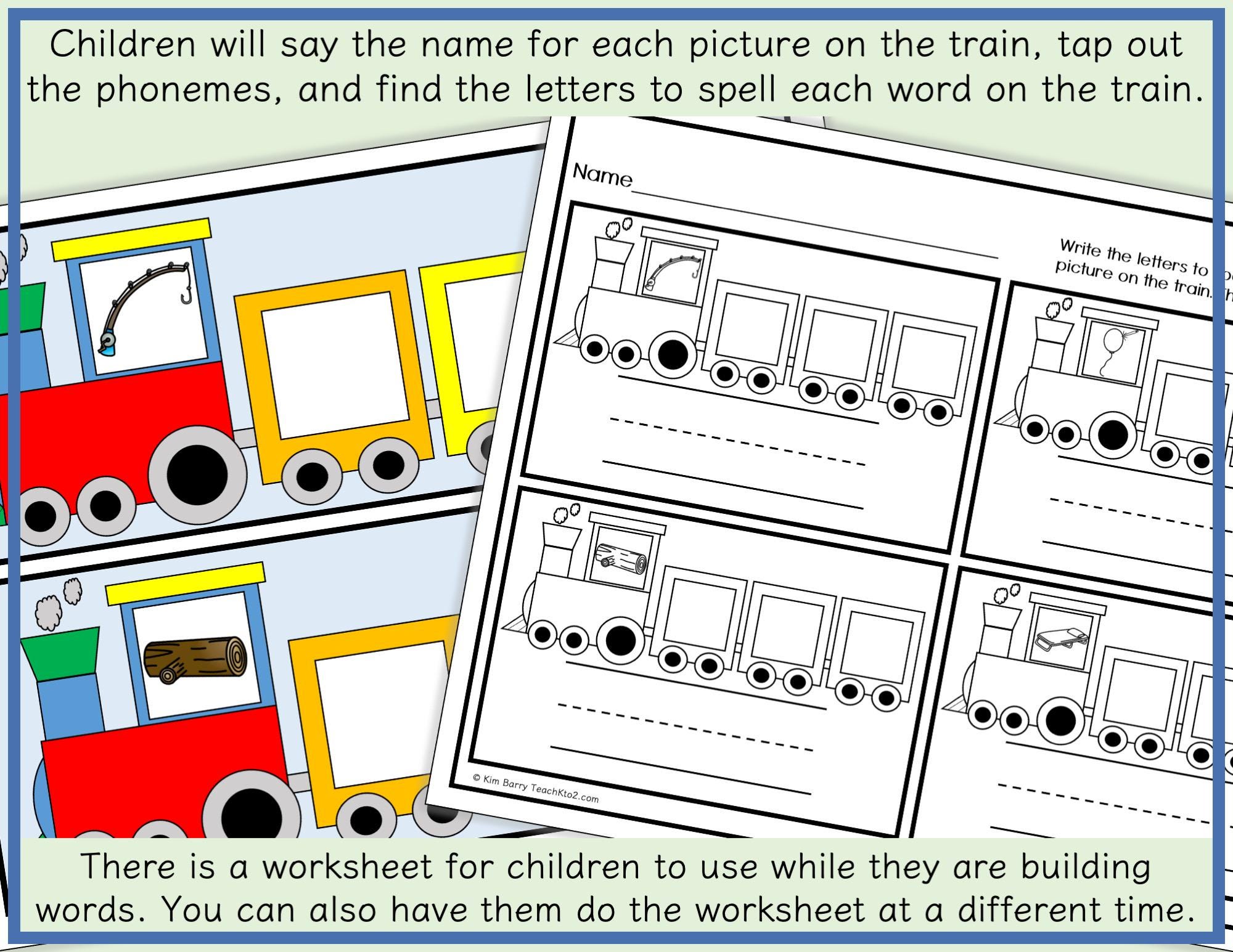 CVC Trains Word Building Activity | Kindergarten First Grade Small ...