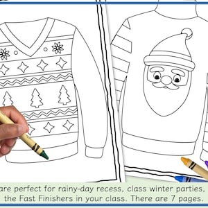 Christmas Sweaters Coloring Pages for Kindergarten, First, or Second ...
