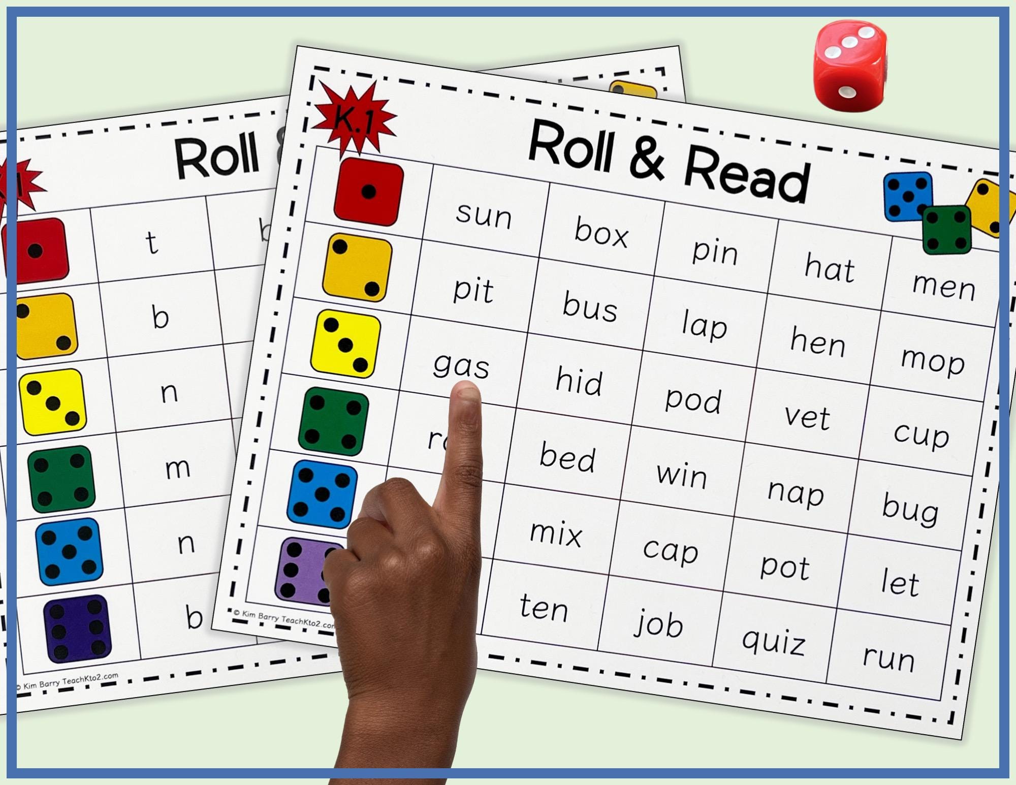 Roll and Read Kindergarten Fluency/letters/sounds/words/decoding Small ...
