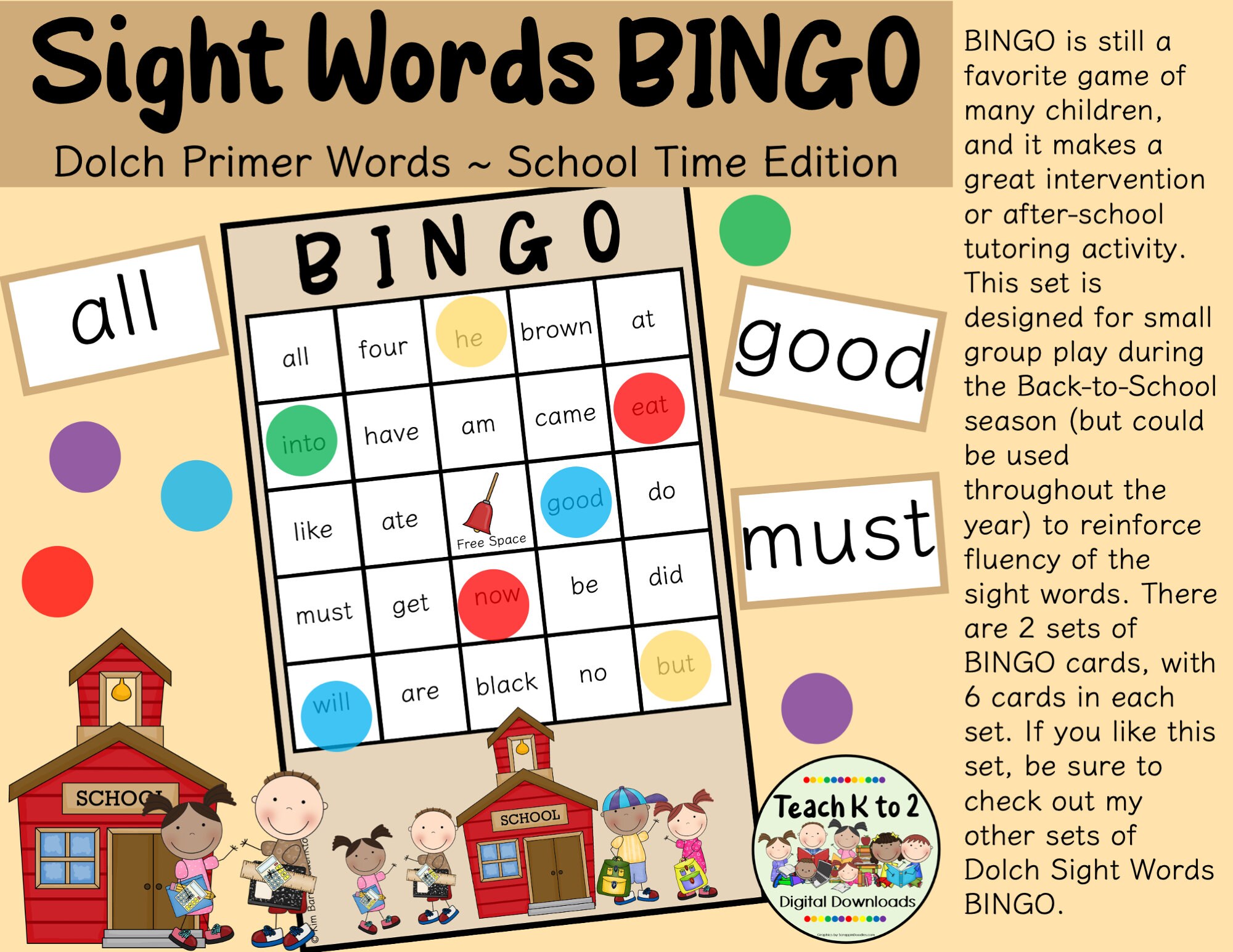 Dolch Sight Words Bingo/primer/small Group Guided Play/intervention ...