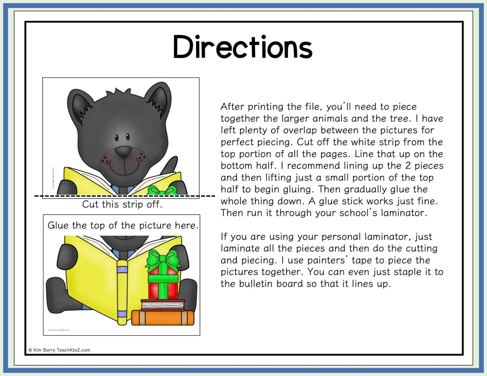 Christmas Animals Bulletin Board Kit/unwrap a Good Book Holiday Decor ...