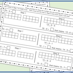 Make a Ten to Subtract Math Worksheets & Anchor Chart for Small Group ...