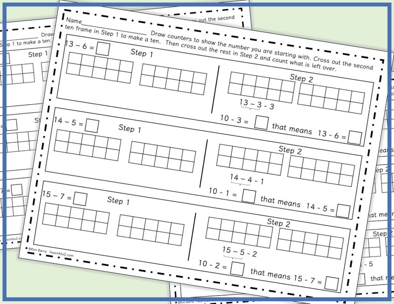 Make a Ten to Subtract Math Worksheets & Anchor Chart for Small Group ...