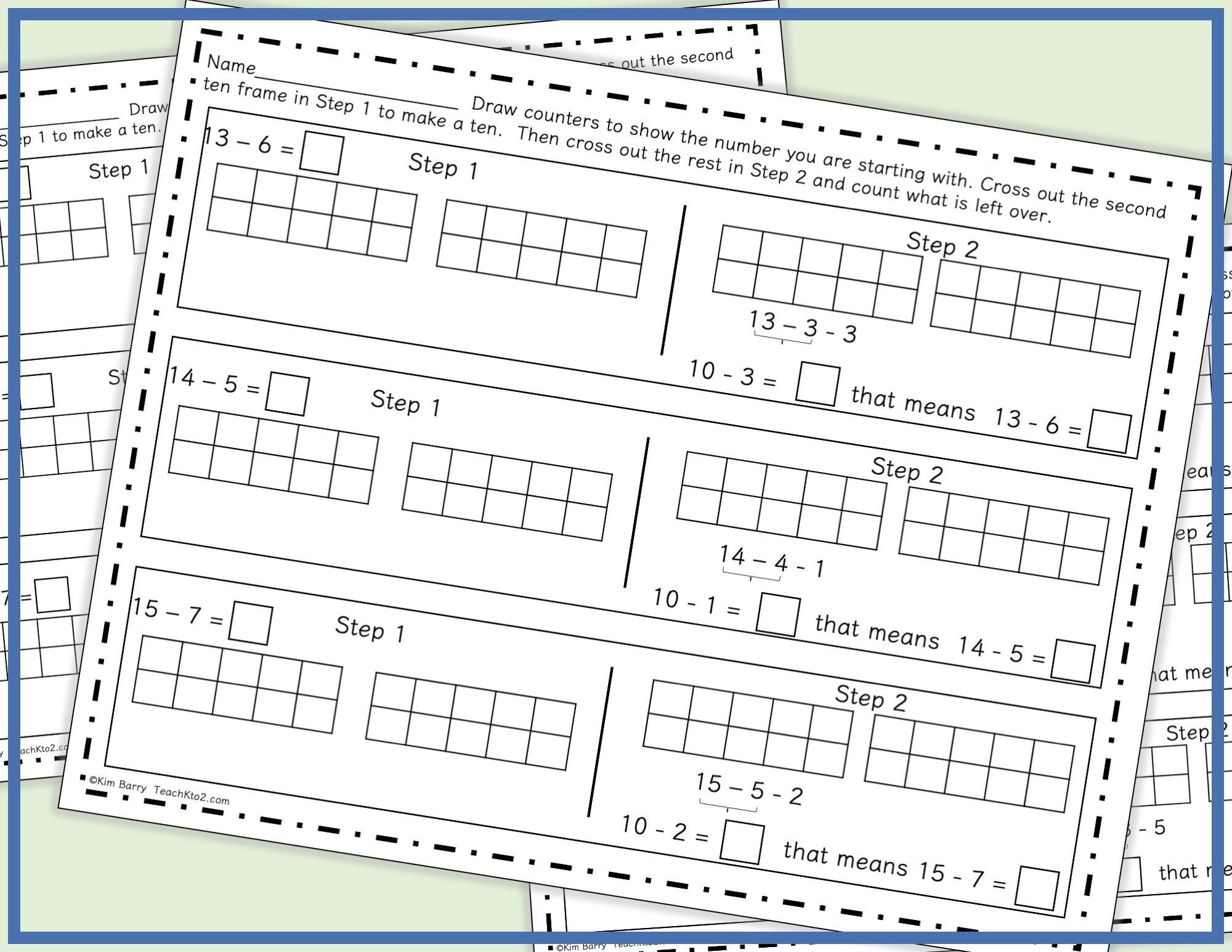 Make a Ten to Subtract Math Worksheets & Anchor Chart for Small Group ...