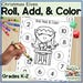 Roll, Add, and Color Christmas Math Dice Game for Kindergarten, First ...