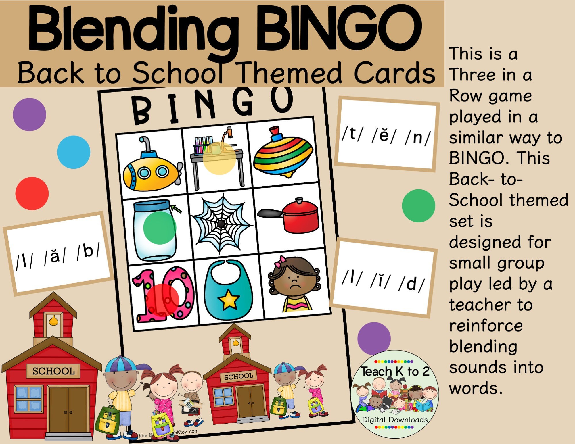 Blending BINGO for Grades K-1 Phonological Awareness Literacy - Etsy