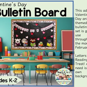Valentine's Day Bulletin Board Set With Reading Animals/reading is a ...