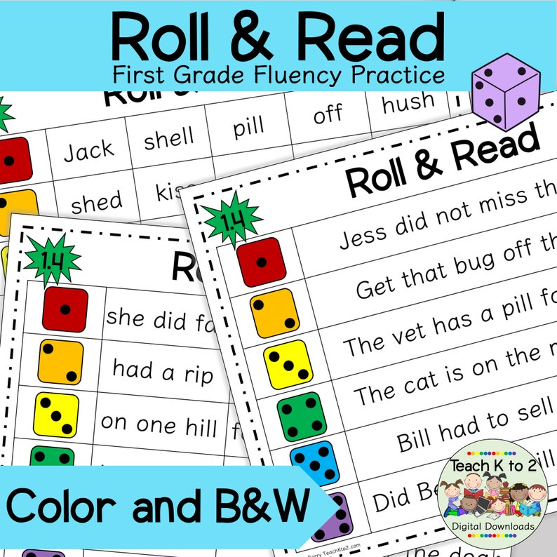 Roll and Read Grade 1 Fluency/words Phrases Sentences Decoding Small ...