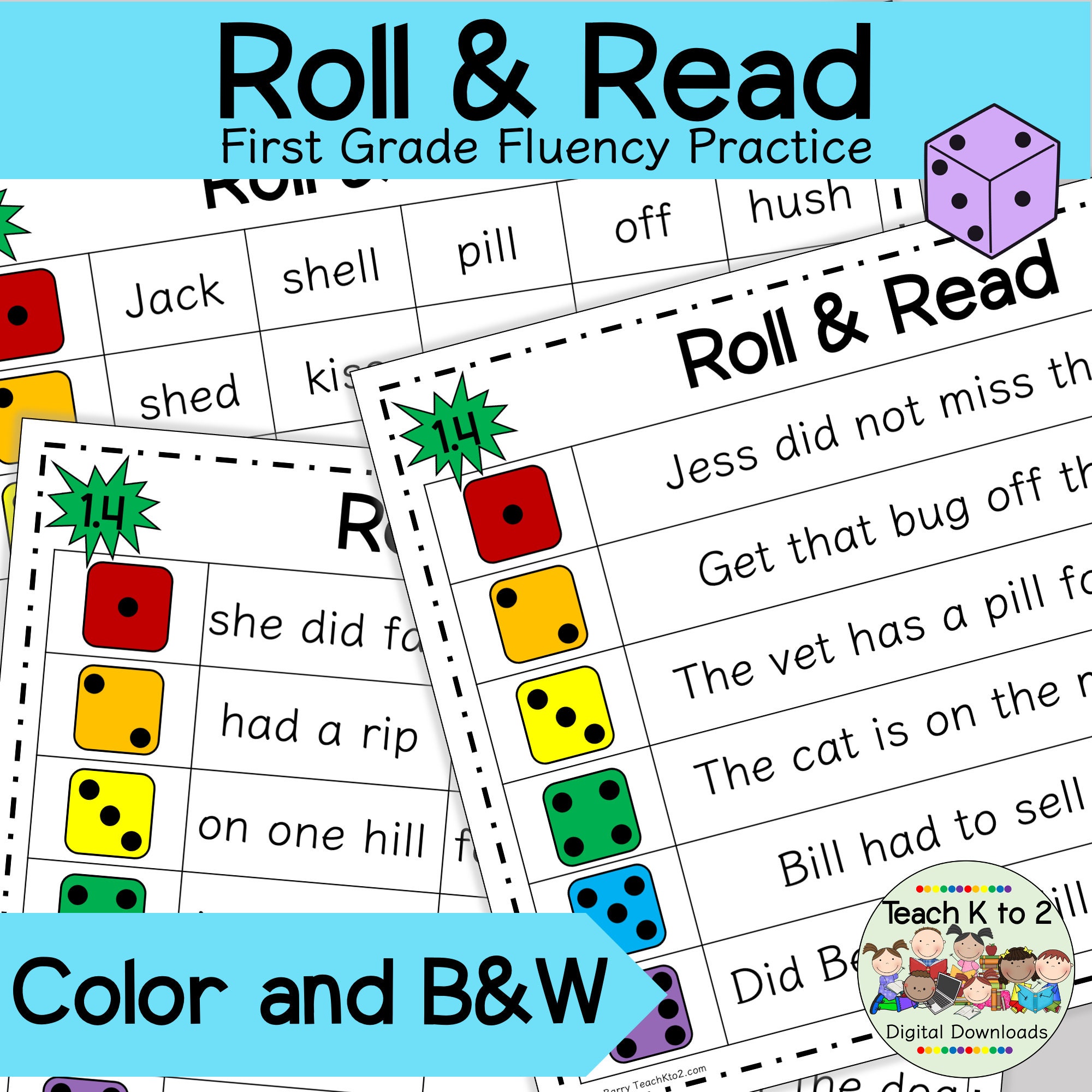 Roll and Read Grade 1 Fluency/words Phrases Sentences Decoding Small ...