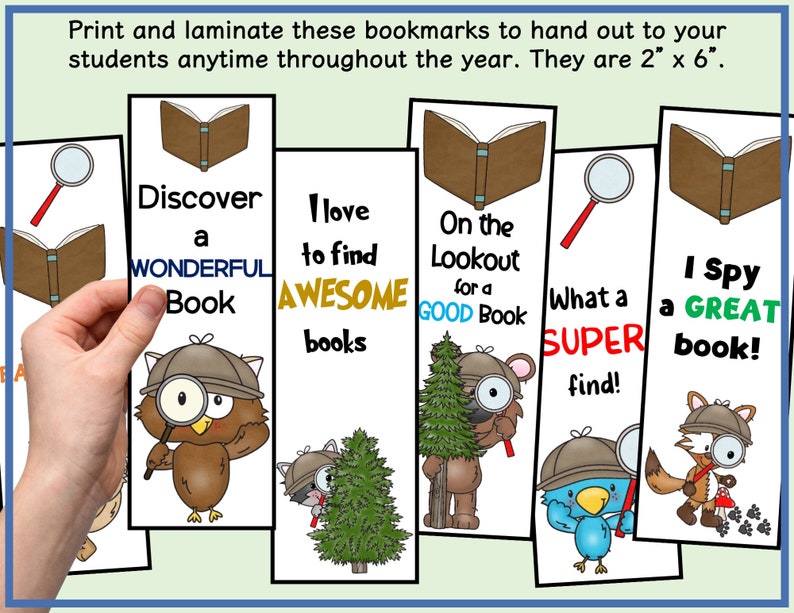 Animal Detectives Bookmarks for Kindergarten, First, or Second Grade ...