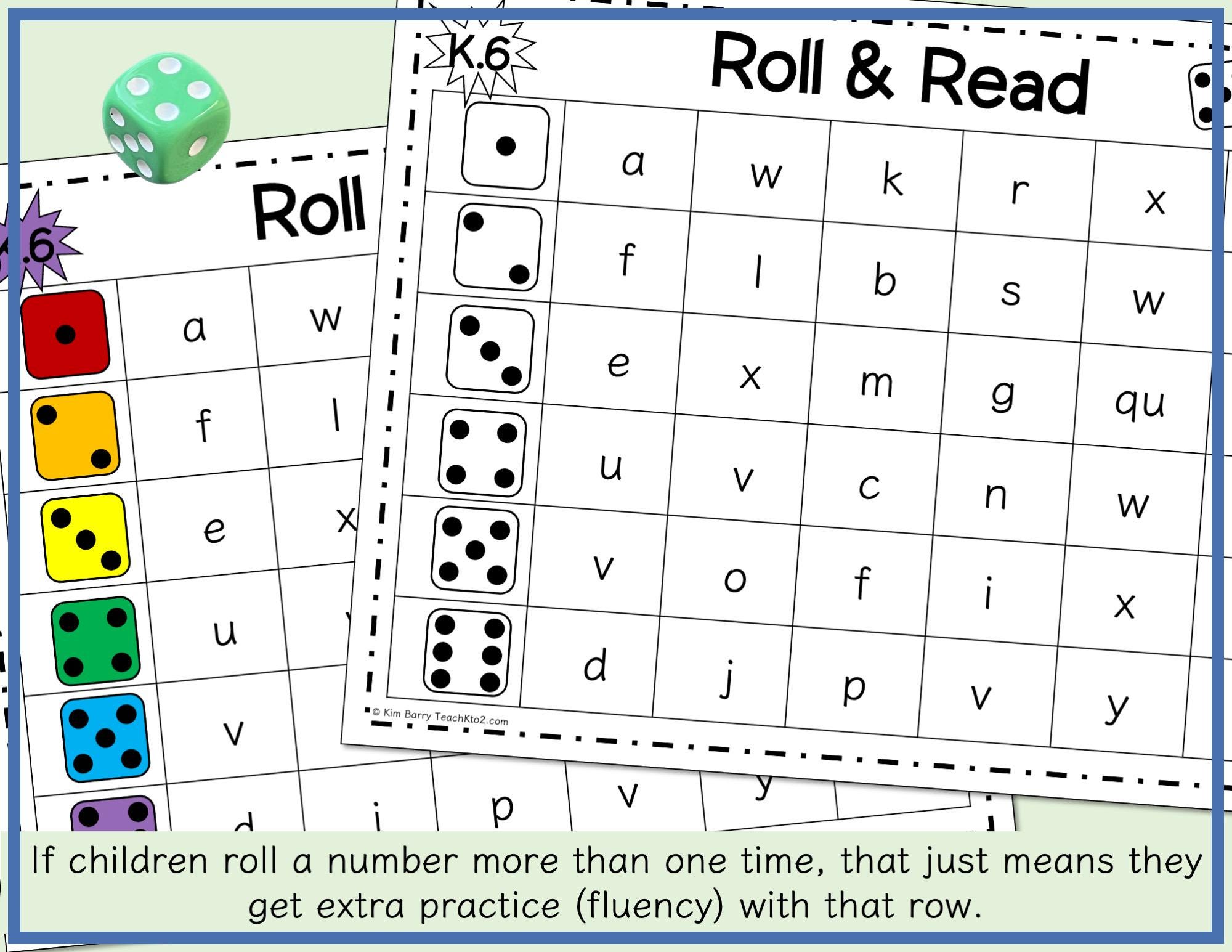 Roll and Read Kindergarten Fluency/letters/sounds/words/decoding Small ...