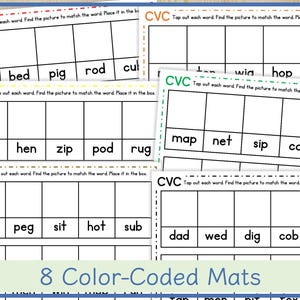 CVC Decode & Match Pictures | Word Mats | Grades K-1 Literacy Center ...