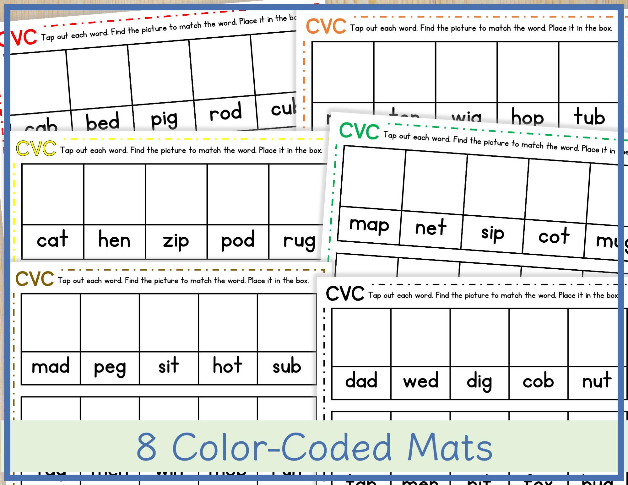CVC Decode & Match Pictures | Word Mats | Grades K-1 Literacy Center ...