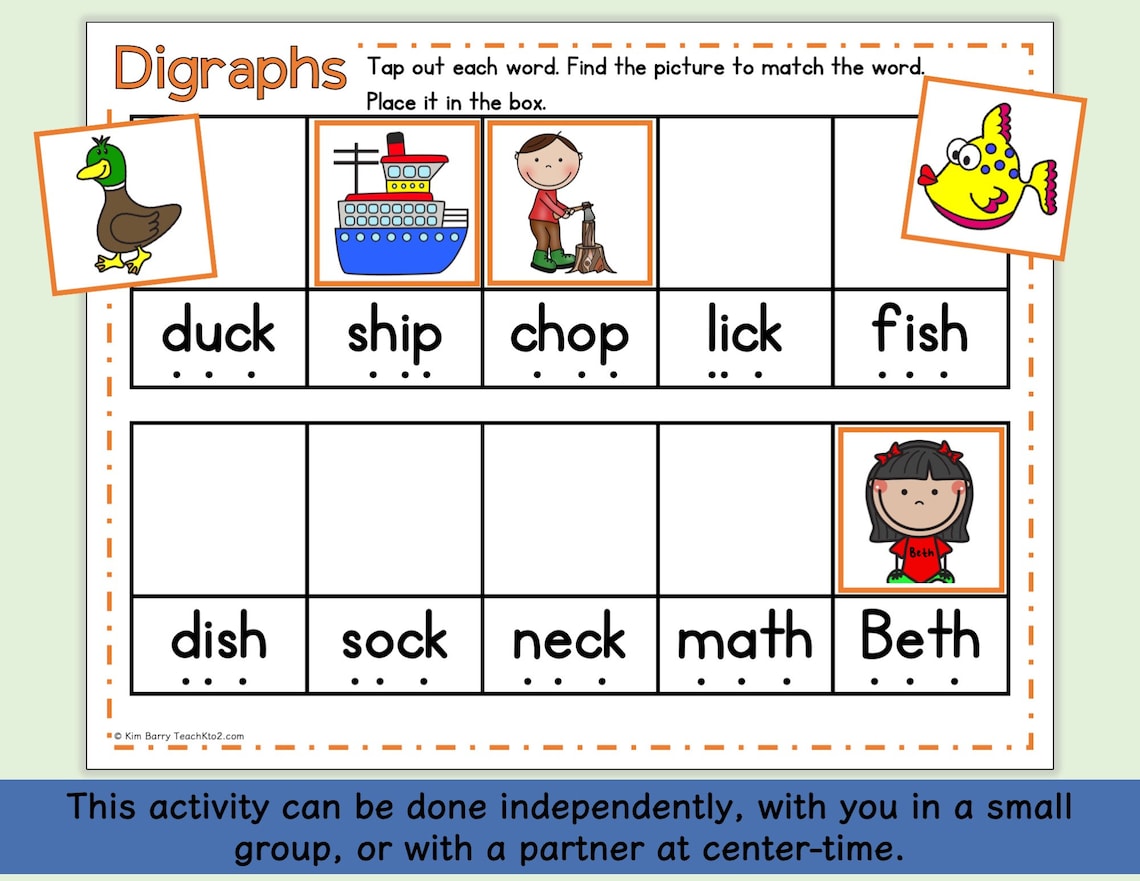 Digraphs Decoding and Picture Matching Word Mats for Grades 1-2 ...