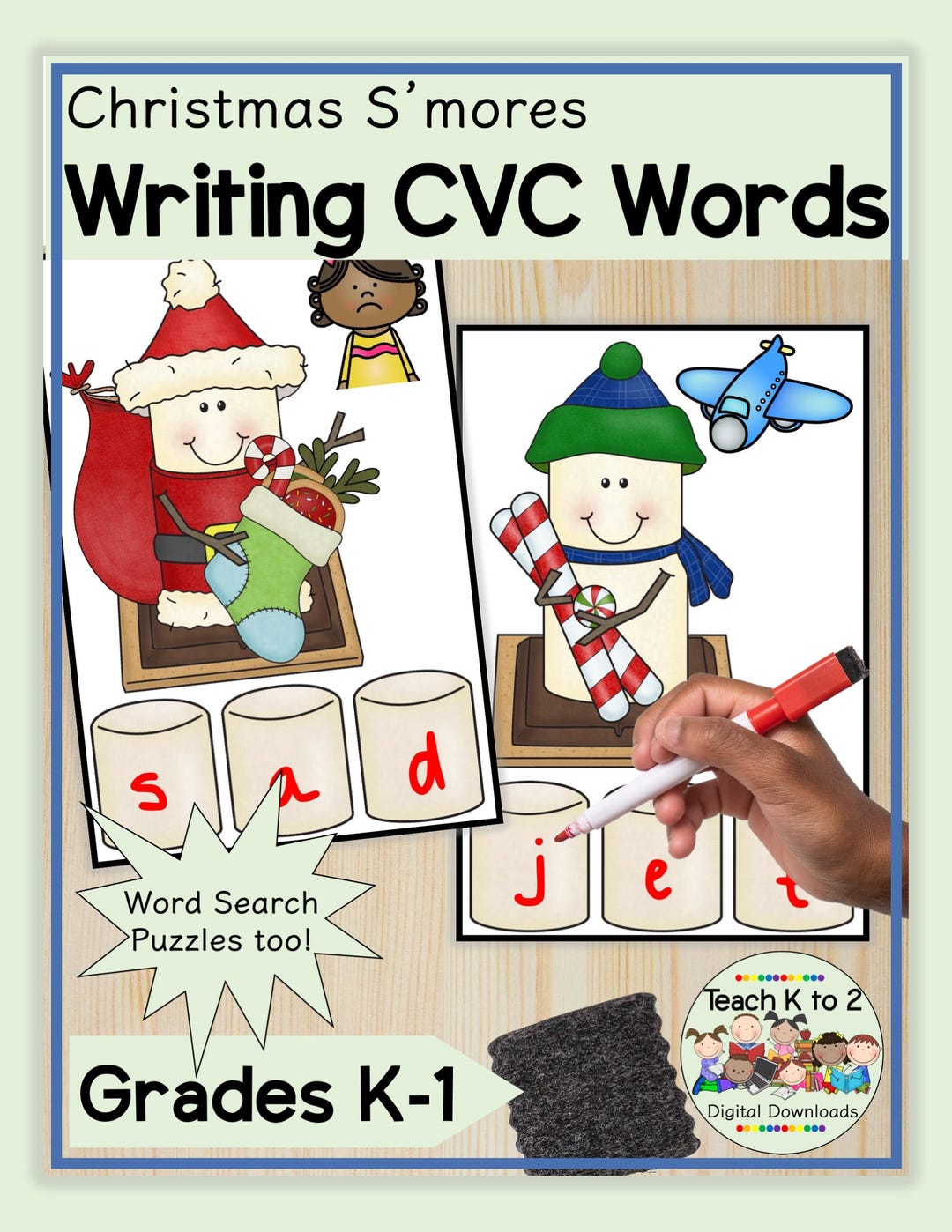 Christmas CVC Words December Writing Center/word Search Puzzles and ...