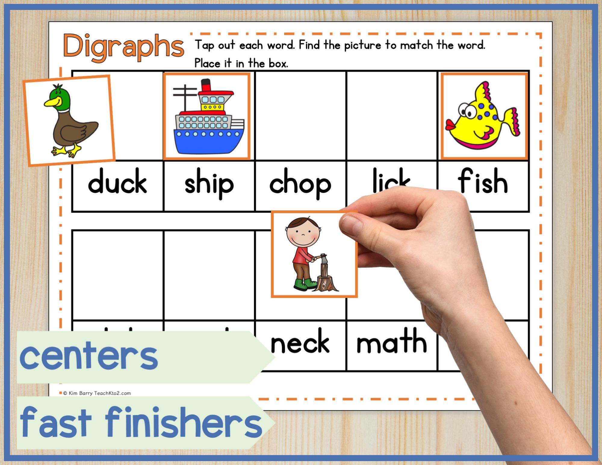 Digraphs Decoding and Picture Matching Word Mats for Grades K-1 ...