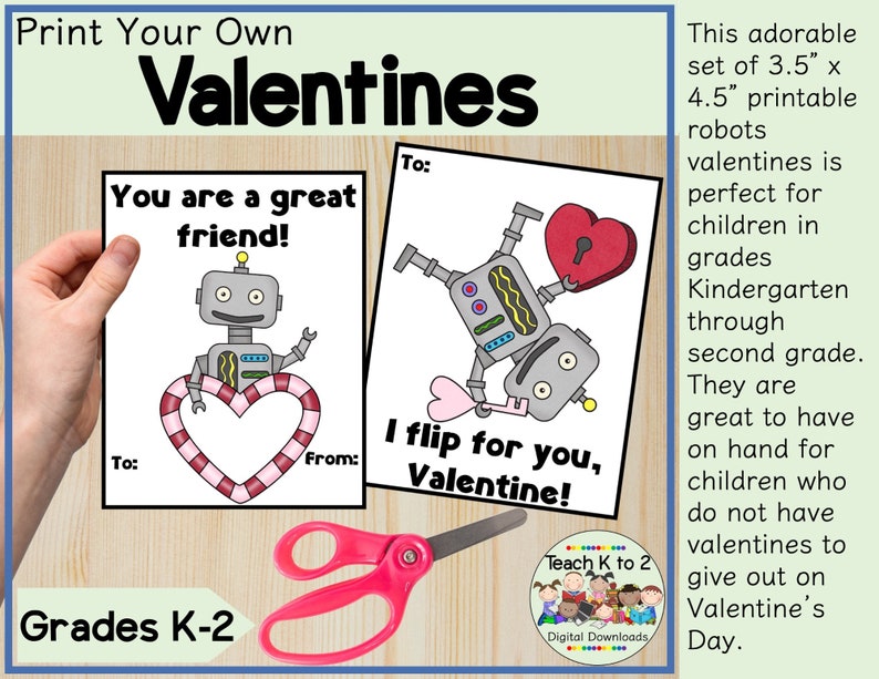 Print Your Own Valentine's Day Cards for Grades K-2/printable ...