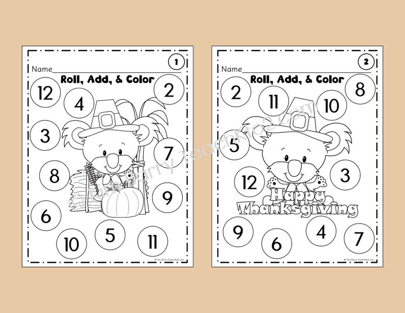 Roll Add and Color Math Dice Game/math Centers/grade 1 - Etsy