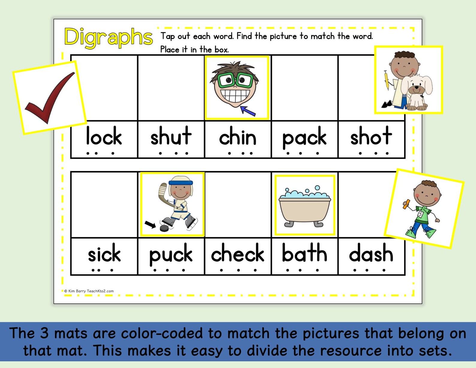 Digraphs Decoding and Picture Matching Word Mats for Grades 1-2 ...
