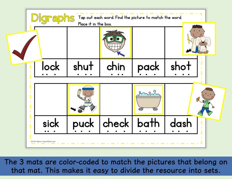 Digraphs Decoding and Picture Matching Word Mats for Grades 1-2 ...