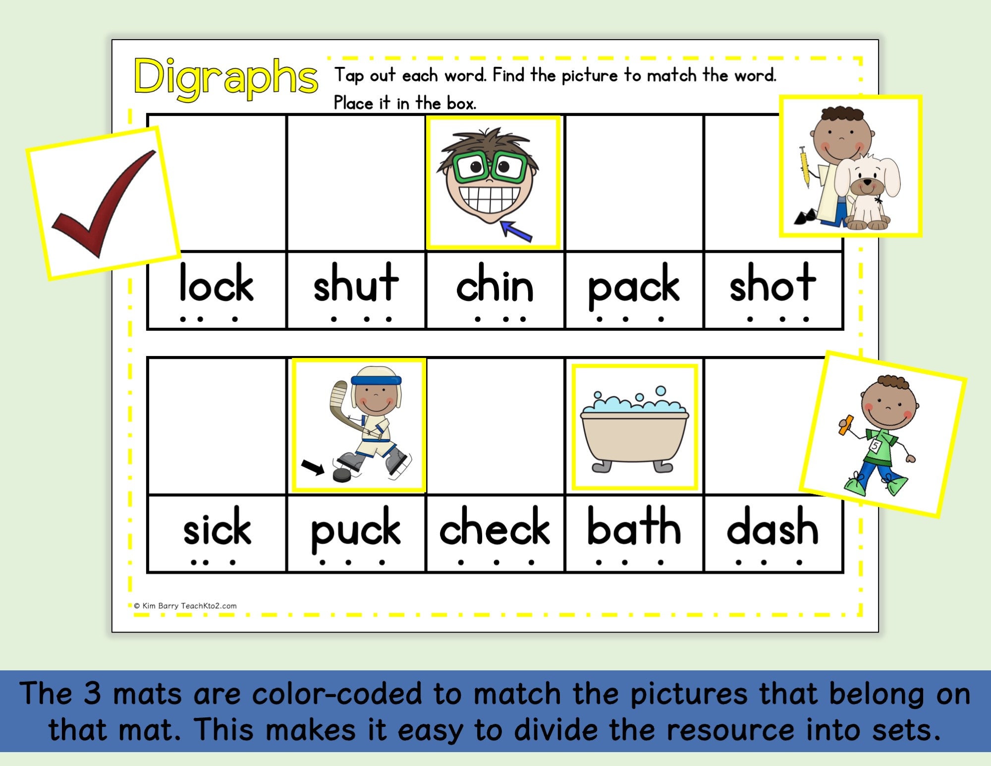 Digraphs Decoding and Picture Matching Word Mats for Grades 1-2 ...