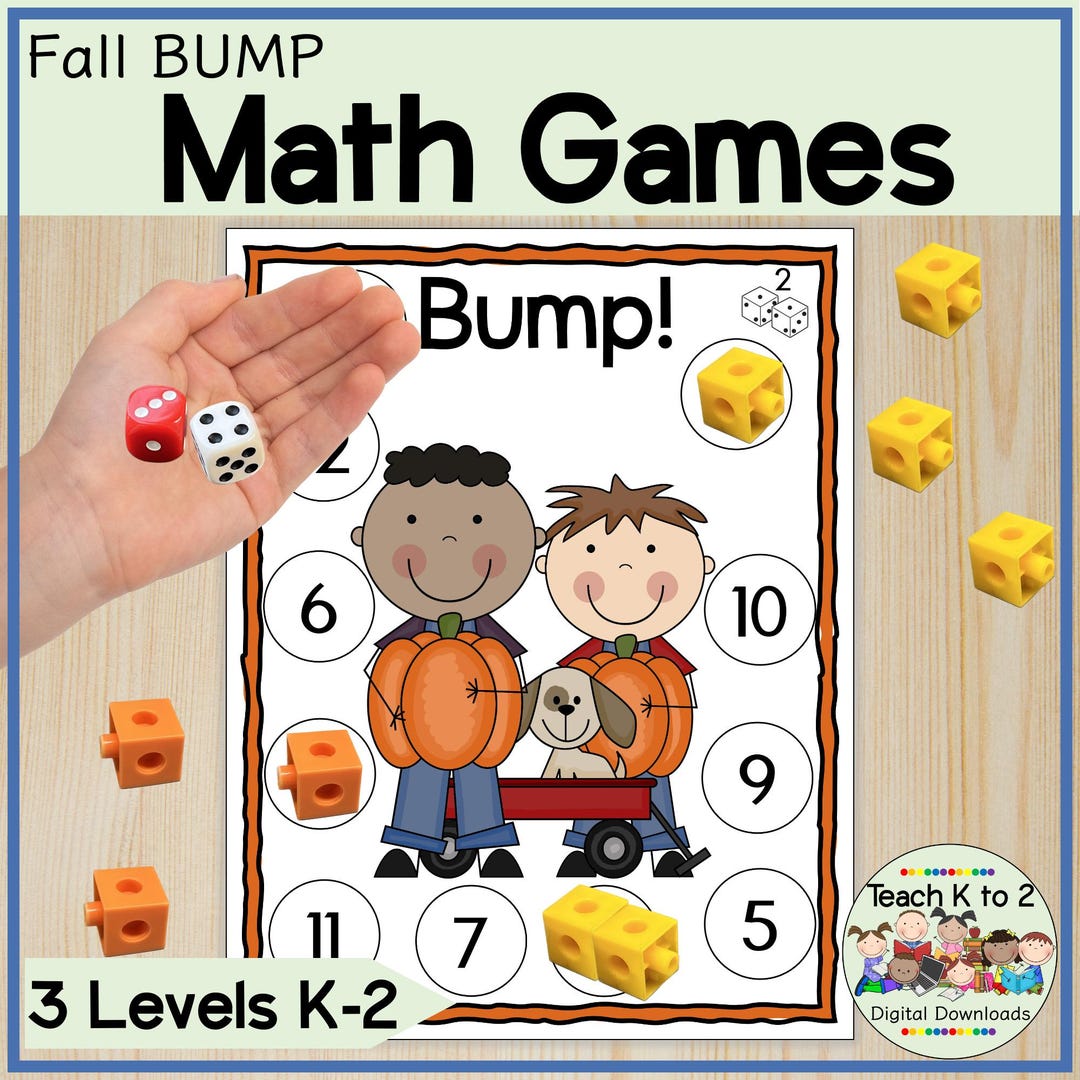 BUMP Math Games for Number ID and Addition to 12 or 18 Differentiated ...