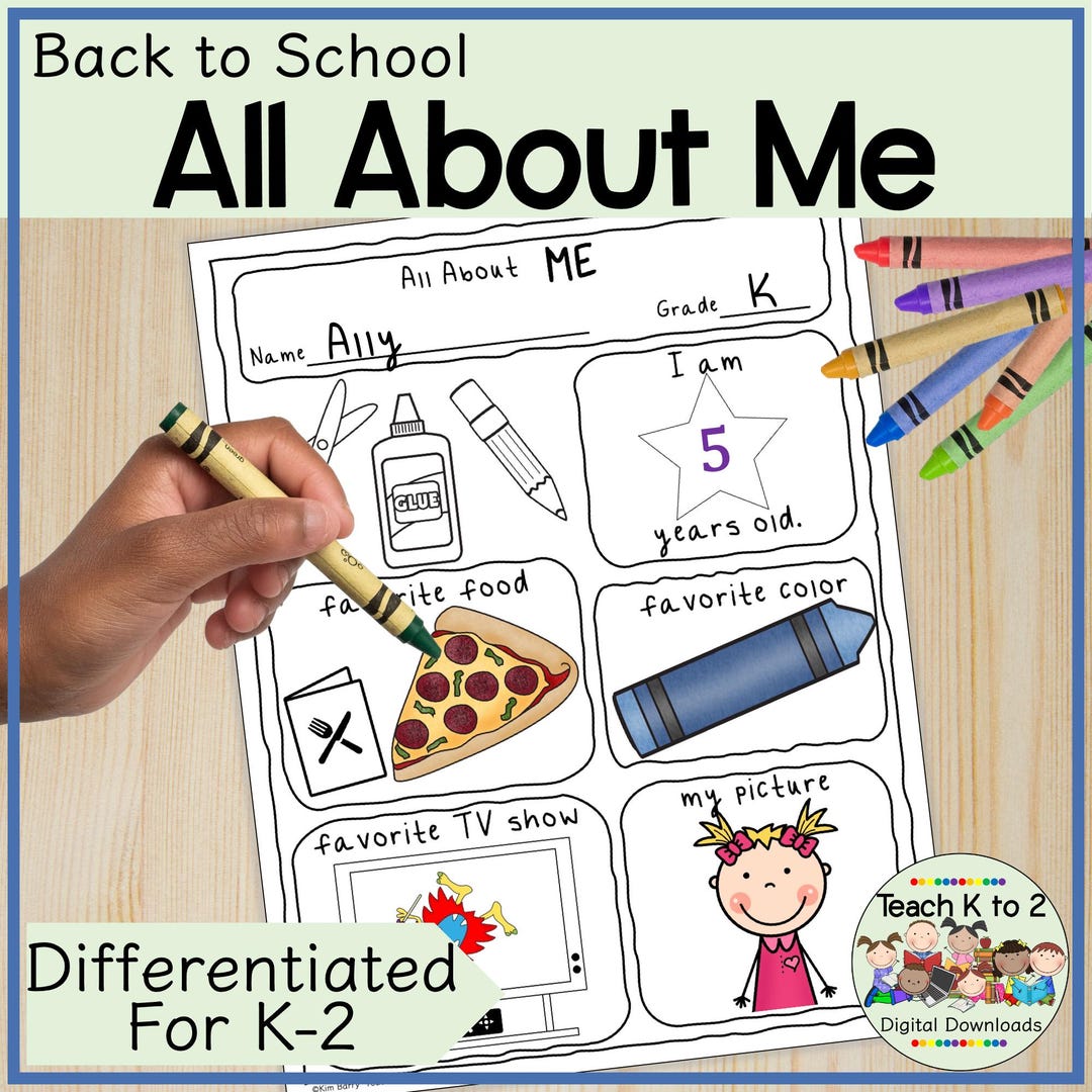 All About Me Grades K-2 for Back to School/get to Know You/new School ...