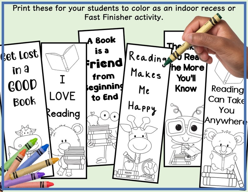 Reading Animals Bookmarks for Kindergarten, First, or Second Grade ...