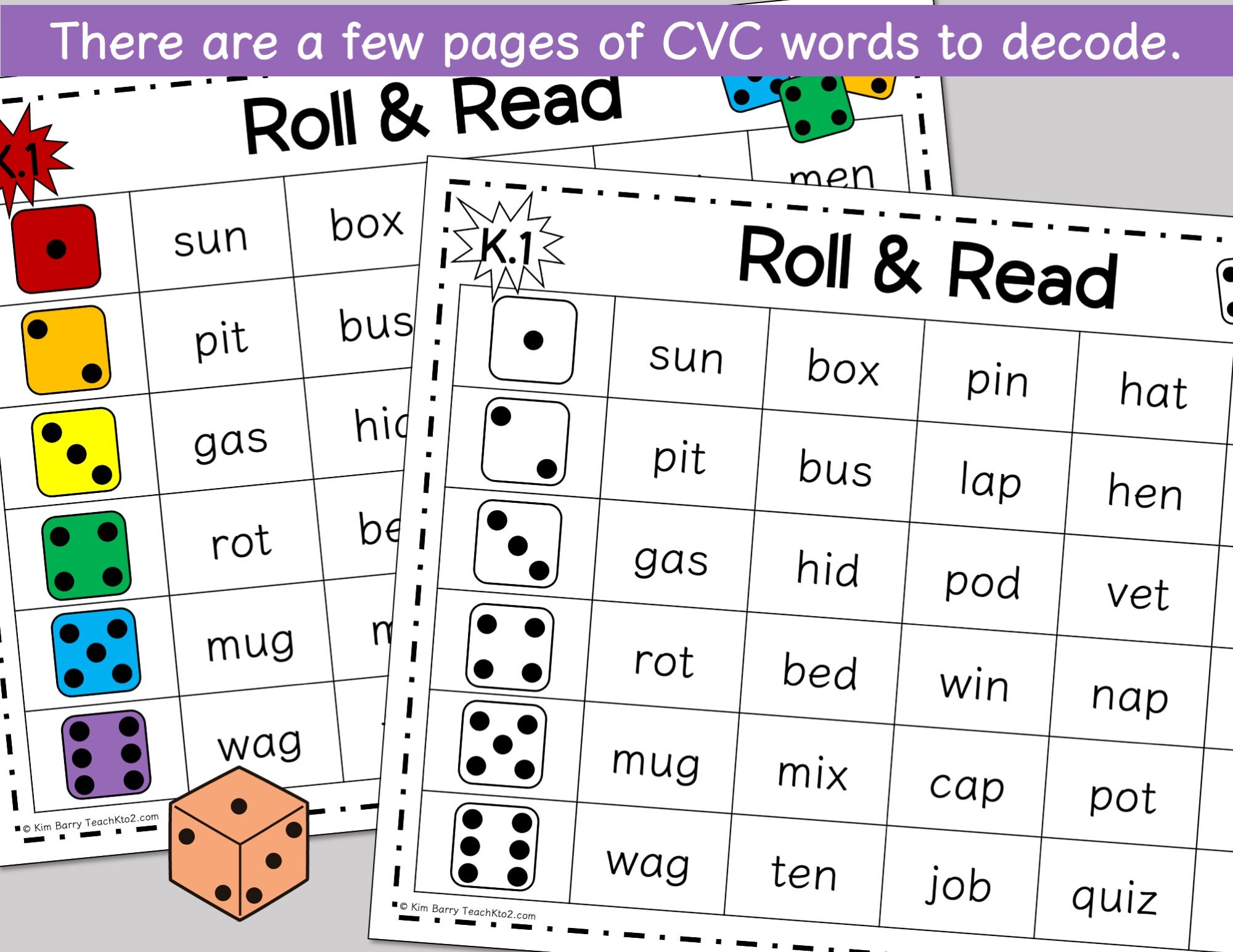 Roll and Read Kindergarten Fluency/letters/sounds/words/decoding Small ...