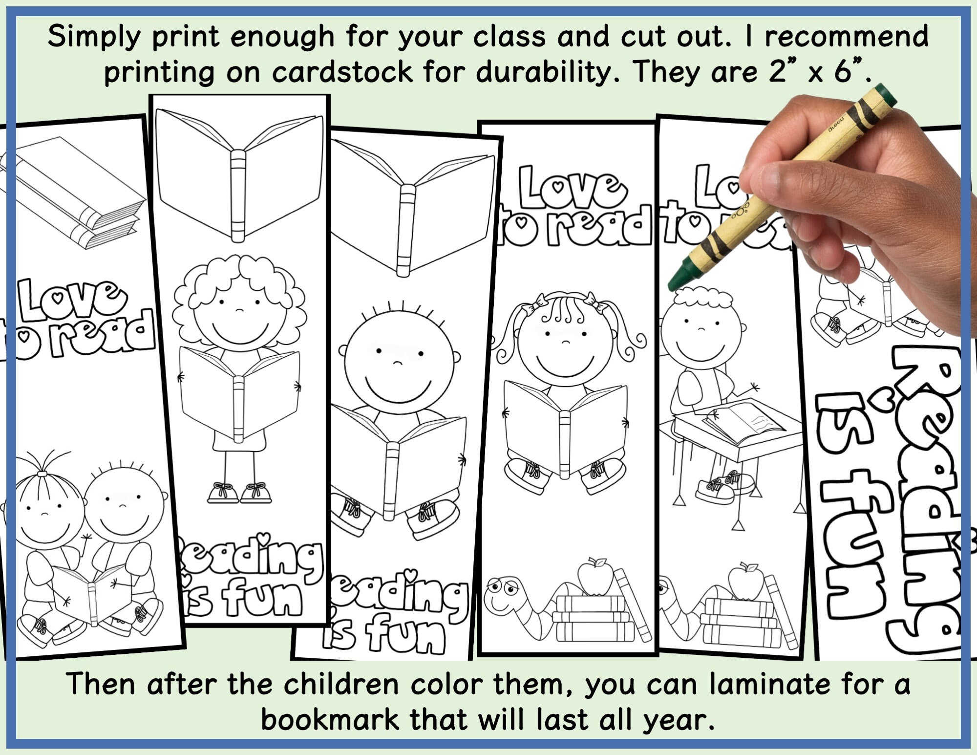 Printable Color Your Own Bookmarks for Kids/rewards or Incentives ...